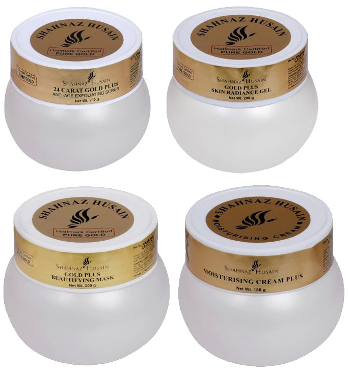 Shahnaz Husain Salon Size Deluxe Gold Facial Kit Mask Cream Scrub